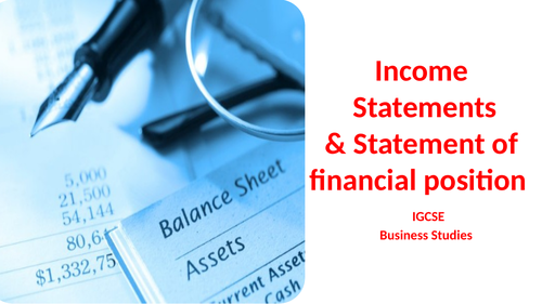 Income Statements and Statement of financial Position ’ppt’ IGCSE ...