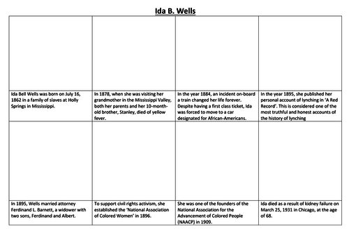 Ida B. Wells Comic Strip and Storyboard | Teaching Resources
