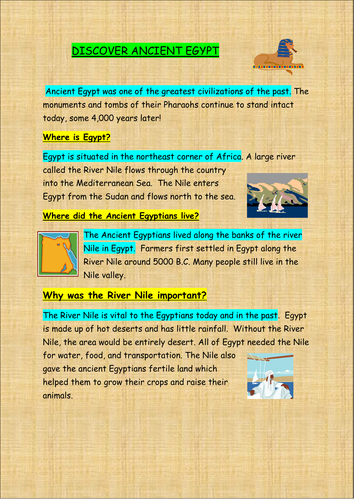 Ancient Egypt information text comprehension | Teaching Resources