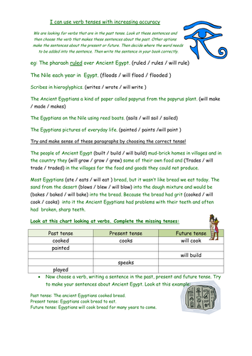 Ancient Egypt Verb Tenses Activity | Teaching Resources