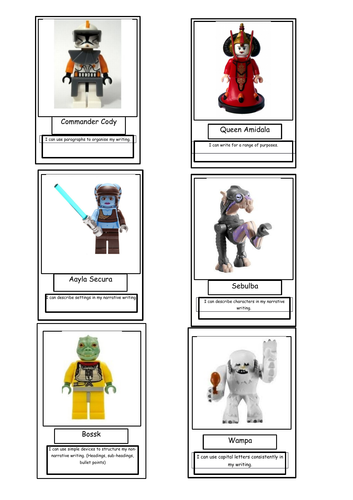 Star Wars themed KS2 Writing Teacher Assessment Record Sheet - Working ...