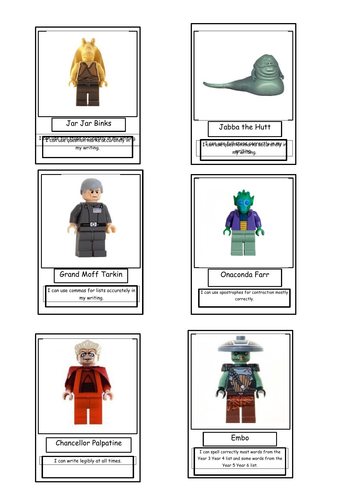 Star Wars themed KS2 Writing Teacher Assessment Record Sheet - Working ...