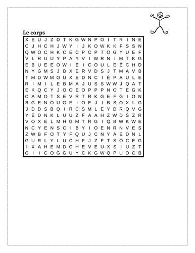 Corps (Body in French) Wordsearch 2 | Teaching Resources