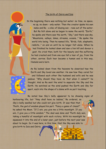 Ancient Egypt Myth Comprehension The Birth of Osiris and Isis ...