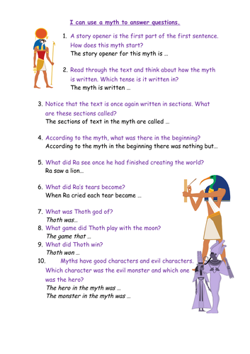 Ancient Egypt Myth Comprehension The Birth of Osiris and Isis ...