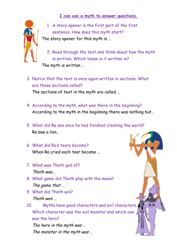 Ancient Egypt Myth Comprehension The Birth of Osiris and Isis ...