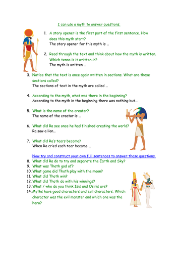 Ancient Egypt Myth Comprehension The Birth of Osiris and Isis ...