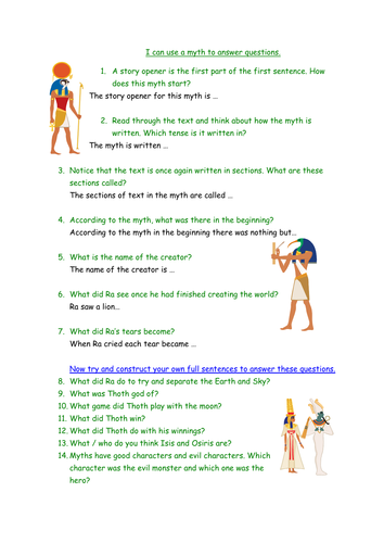 Ancient Egypt Myth Comprehension The Birth of Osiris and Isis ...