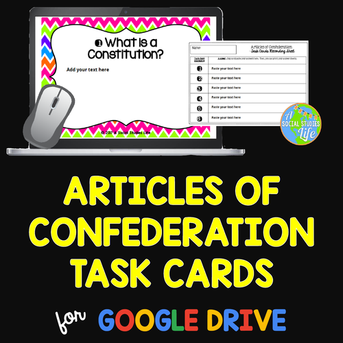 Articles of Confederation Task Cards | Teaching Resources