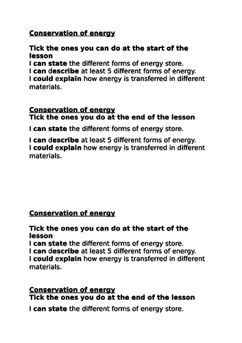 Conservation of energy | Teaching Resources