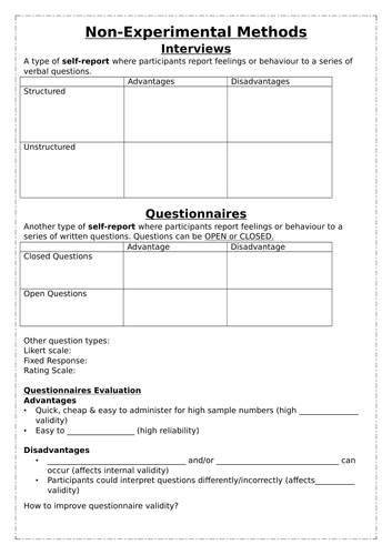 Self Report & Correlations Research Methods Revision | Teaching Resources