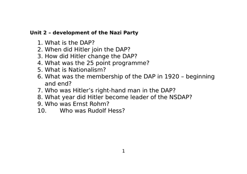 Edexcel Weimar and Nazi Germany quizzes | Teaching Resources