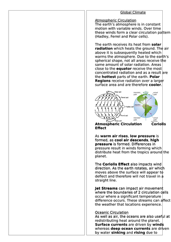 EdExcel A GCSE Geography 1-9 - Weather & Climate Revision Bookmarks ...
