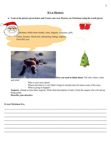 KS2 Christmas Mystery Writing Worksheet | Teaching Resources