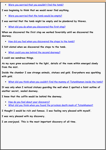 Howard Carter Quotes in a Newspaper Lesson | Teaching Resources