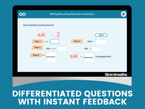 Recurring Decimals to Fractions - GCSE Higher | Teaching Resources