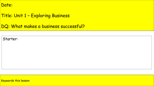 Pearsons BTEC Level 3 - Unit 1 Exploring Business Learning Aims A + B ...