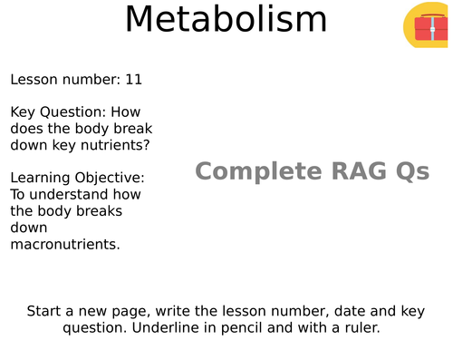 Metabolism Aqa 9 1 Gcse Biology Teaching Resources