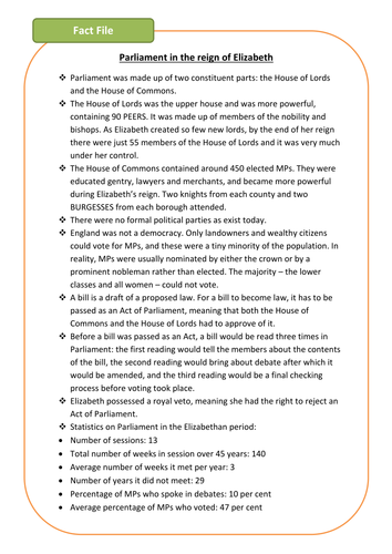 GCSE History Paper 2 Section B: British Depth Study Elizabethan England ...