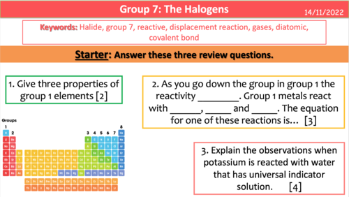 Group 7: The Halogens | Teaching Resources