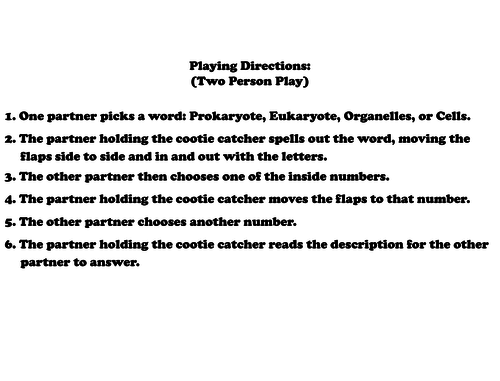 Prokaryotic and Eukaryotic Cells Cootie Catchers | Teaching Resources