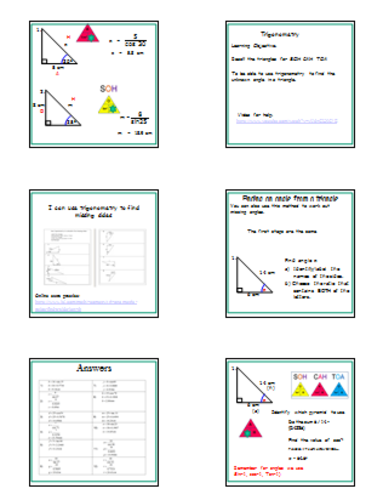 GCSE maths Trigonometry workbook and PPT with matching cards | Teaching ...