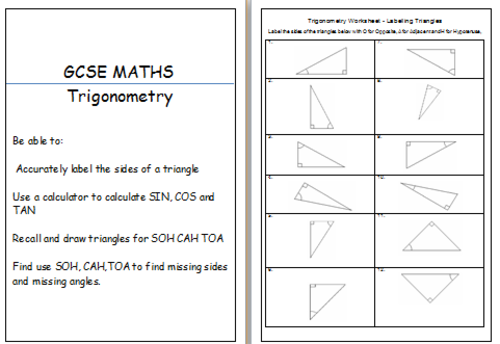 GCSE maths Trigonometry workbook and PPT with matching cards | Teaching Resources