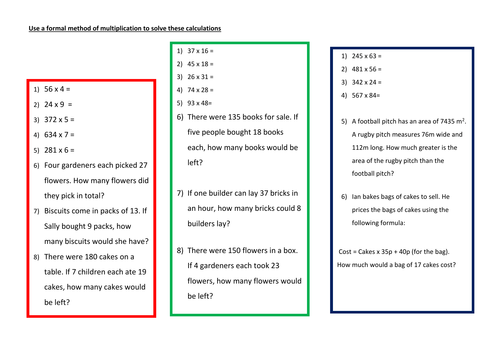 7 Differentiated Worksheets on Multiplication and Division | Teaching ...