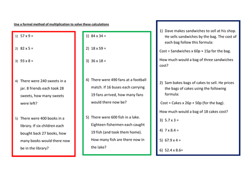 7 Differentiated Worksheets on Multiplication and Division | Teaching ...