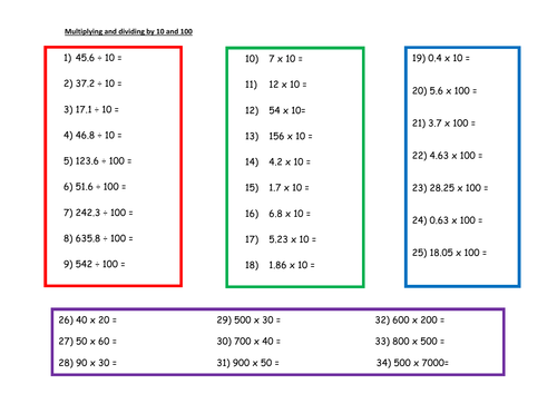 7 Differentiated Worksheets on Multiplication and Division | Teaching ...