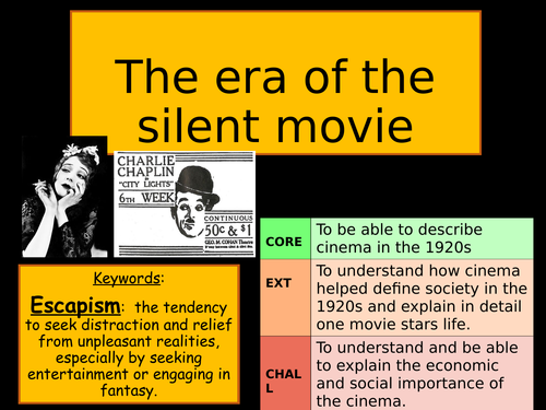The era of the silent movie and cinema. 1920s America. | Teaching Resources
