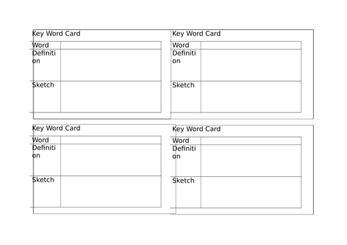 Key word cards and EAL key word cards | Teaching Resources