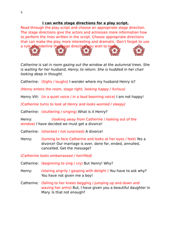 I can write stage directions Tudor themed | Teaching Resources