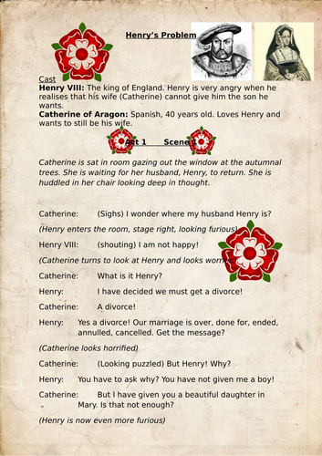 Tudor Play-script Comprehension Catherine of Aragon and Henry VIII ...