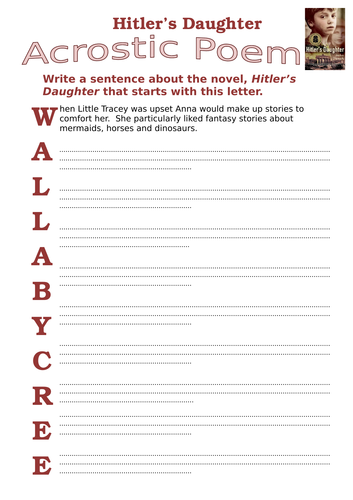 Hitler's Daughter - Acrostic poem and Mix and match | Teaching Resources