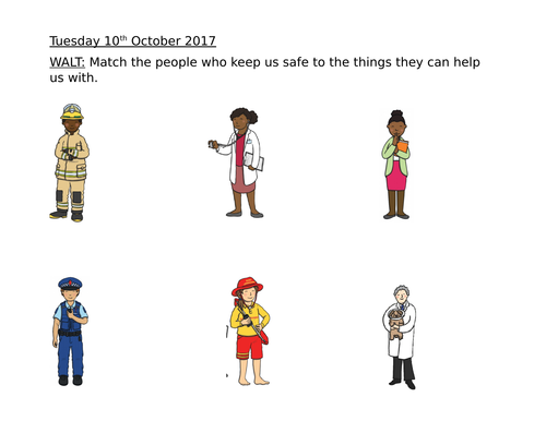 Matching Activity - Real Life Superheroes and Keeping Safe - Key Stage ...