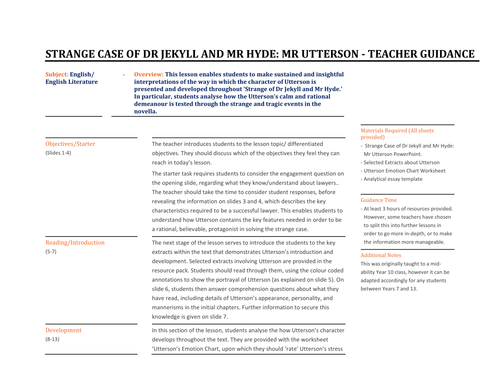 Dr Jekyll and Mr Hyde: Mr Utterson! | Teaching Resources