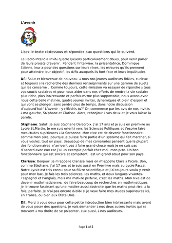 La vie scolaire- 2 texts (reading comprehension) that focus on ...