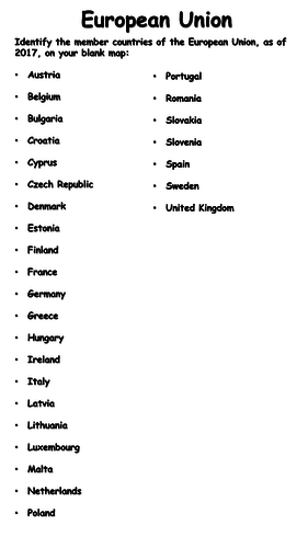 European Union Mapping Activity | Teaching Resources