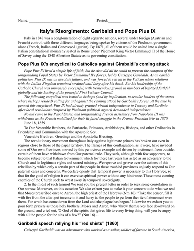 Age of Nationalism (1860-1900) Primary Source Readings World History ...