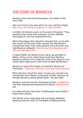 Boudicca's Rebellion - a Year 3/4 three session block - literacy ...