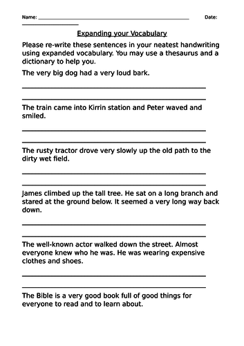 Expanding your English Vocabulary | Teaching Resources