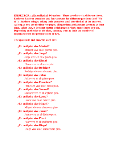 Números (Ordinal Numbers in Spanish) En cuál piso Inspector Speaking ...