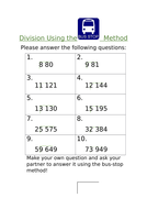 Division using the Bus Stop Method | Teaching Resources