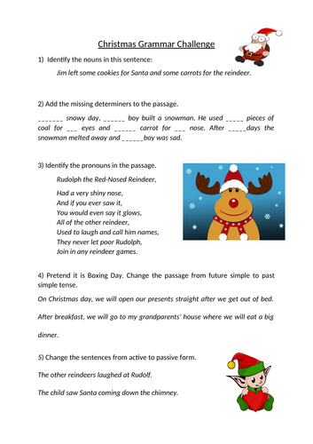 Christmas grammar challenge for upper key stage 2 | Teaching Resources