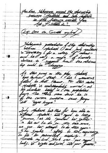 Macbeth - Two Exemplars/responses - written in timed conditions ...