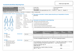 Health and Safety Form - Use to fill out the details of an Incident ...