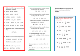 Two Worksheets on Ordering Integers and Decimals | Teaching Resources