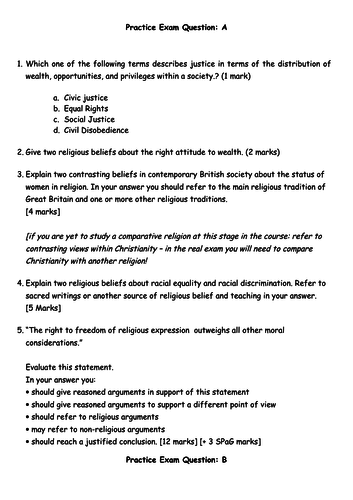 Religion, Human Rights & Social Justice - Assessment Materials [AQA ...