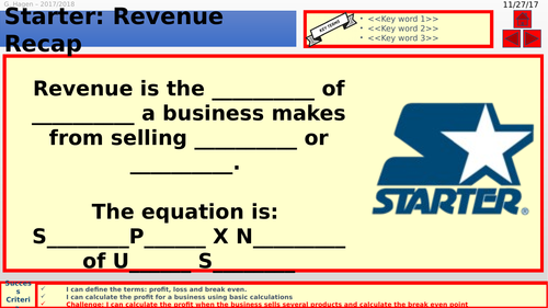 9-1 New Edexcel GCSE Business 1.3 Calculating Profit and Break Even ...